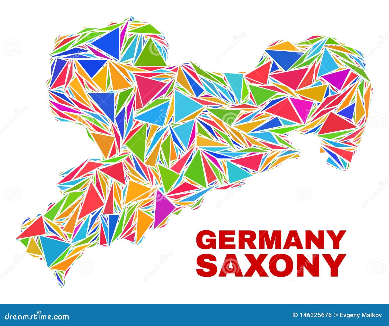 Saxony Land Map - Mosaic of Color Triangles Stock Vector - Illustration ...
