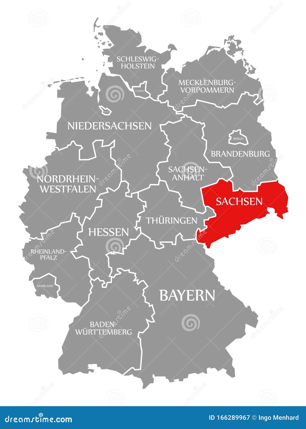Saxony Red Highlighted in Map of Germany Stock Illustration ...