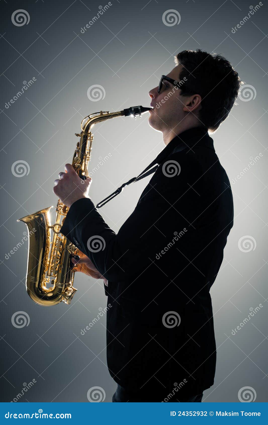 Saxophone stock photo. Image of black, play, dark, acoustic - 24352932