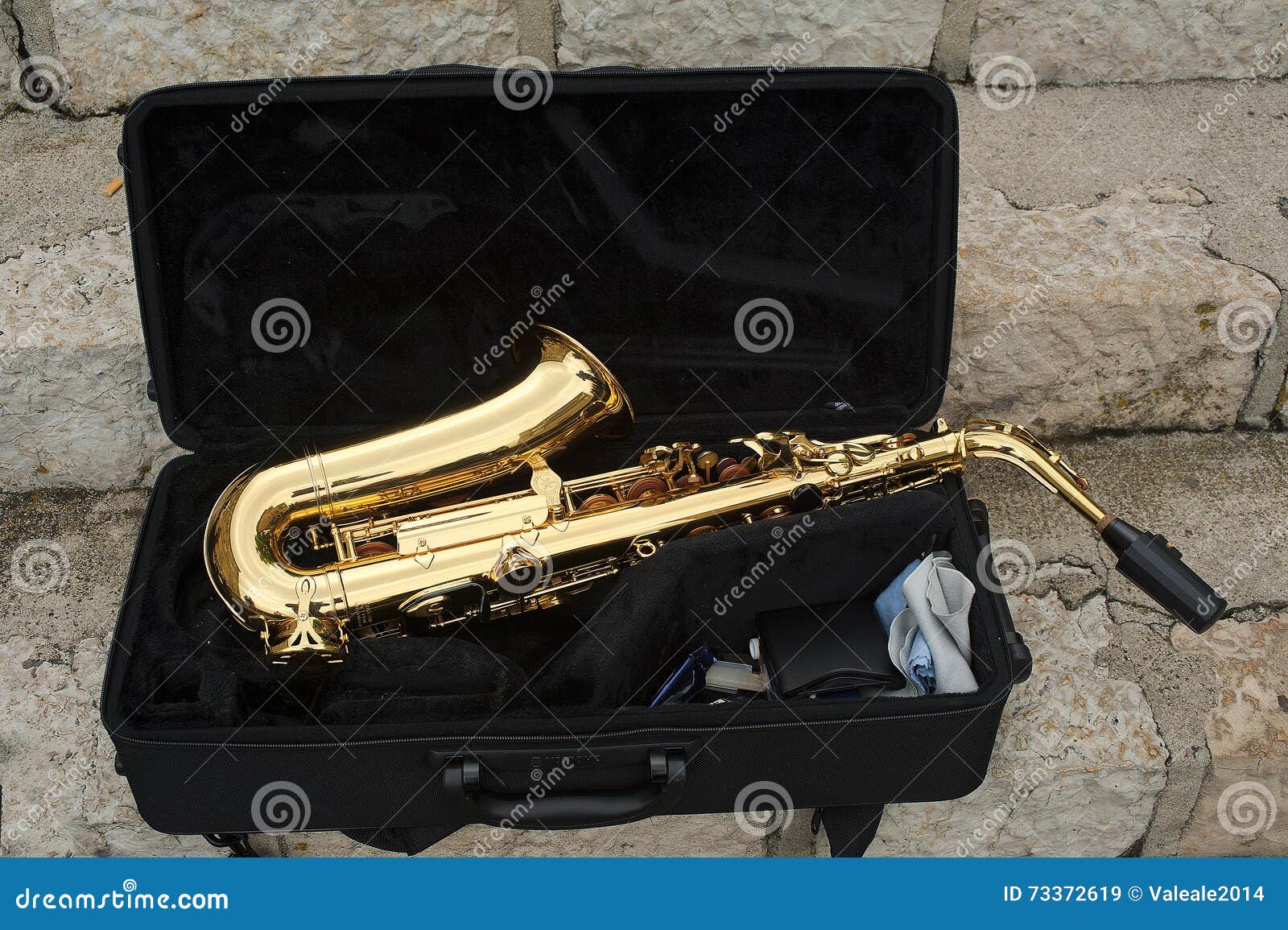 Saxophone in a box stock image. Image of muisic, musical - 73372619