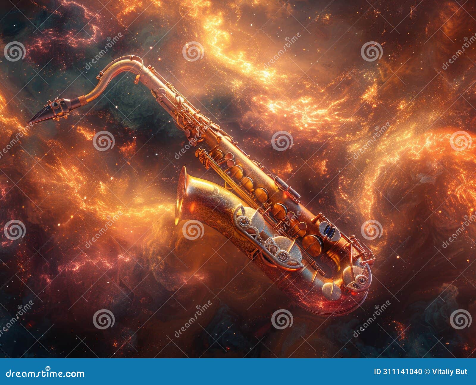 Saxophone Floating in Space Stock Photo - Image of artwork, galaxy ...