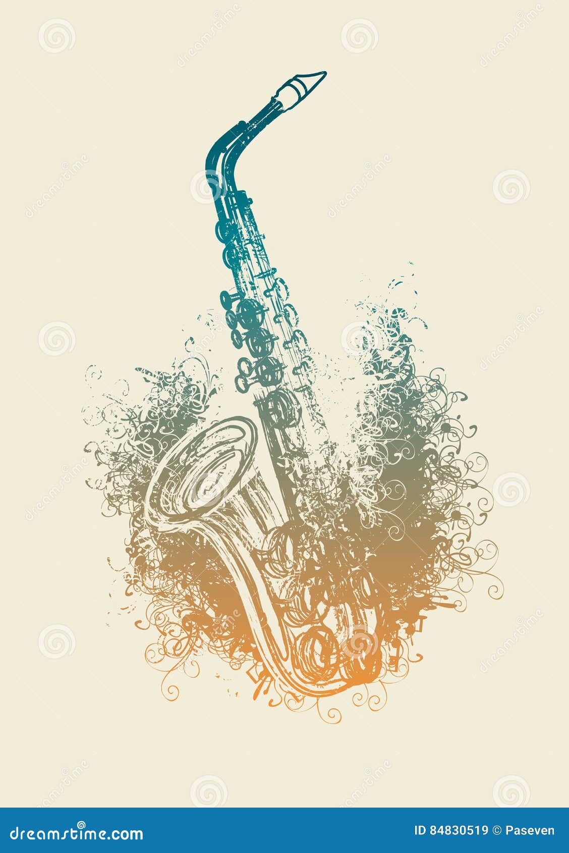 Saxophone with Floral Patterns Stock Vector - Illustration of object ...
