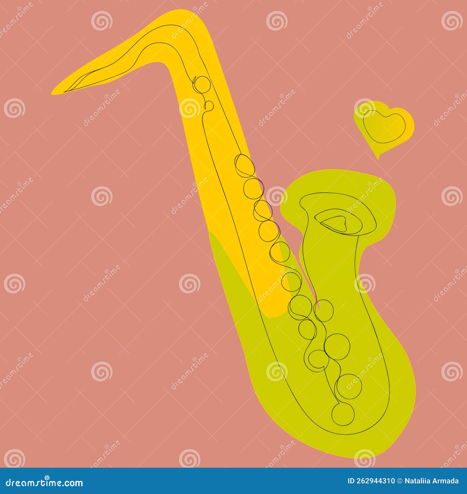 Saxophone with Gradient Heart on a Pink Background. Stock Vector ...