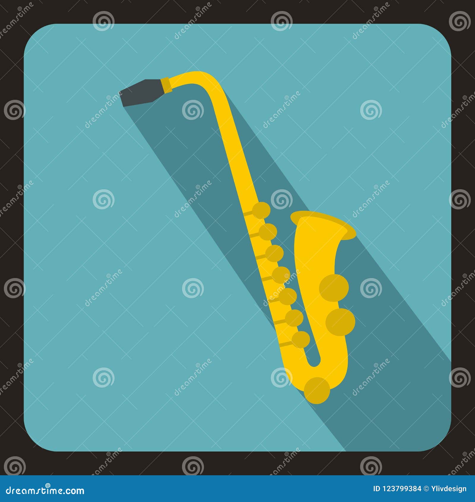 Saxophone icon, flat style stock illustration. Illustration of flat ...
