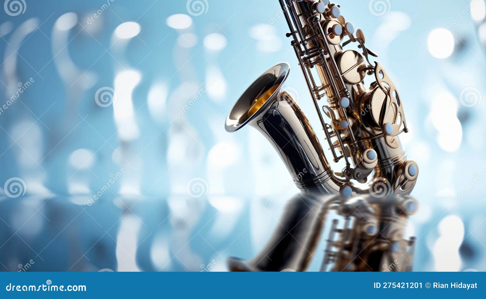 Saxophone on Light Blue Background, Generative Ai Stock Illustration ...