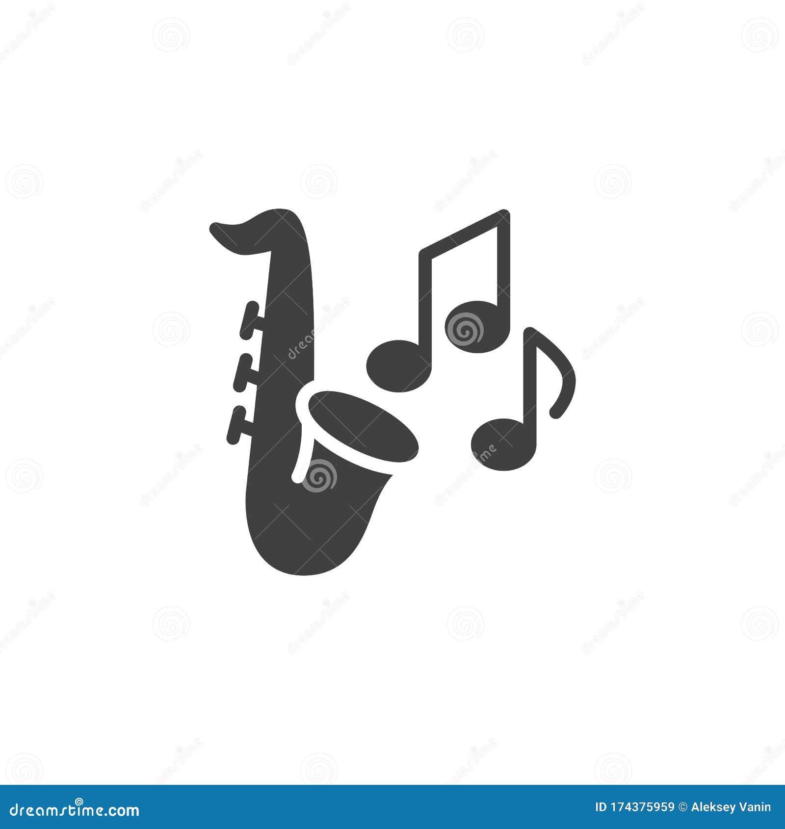 Saxophone and Music Notes Vector Icon Stock Vector - Illustration of ...