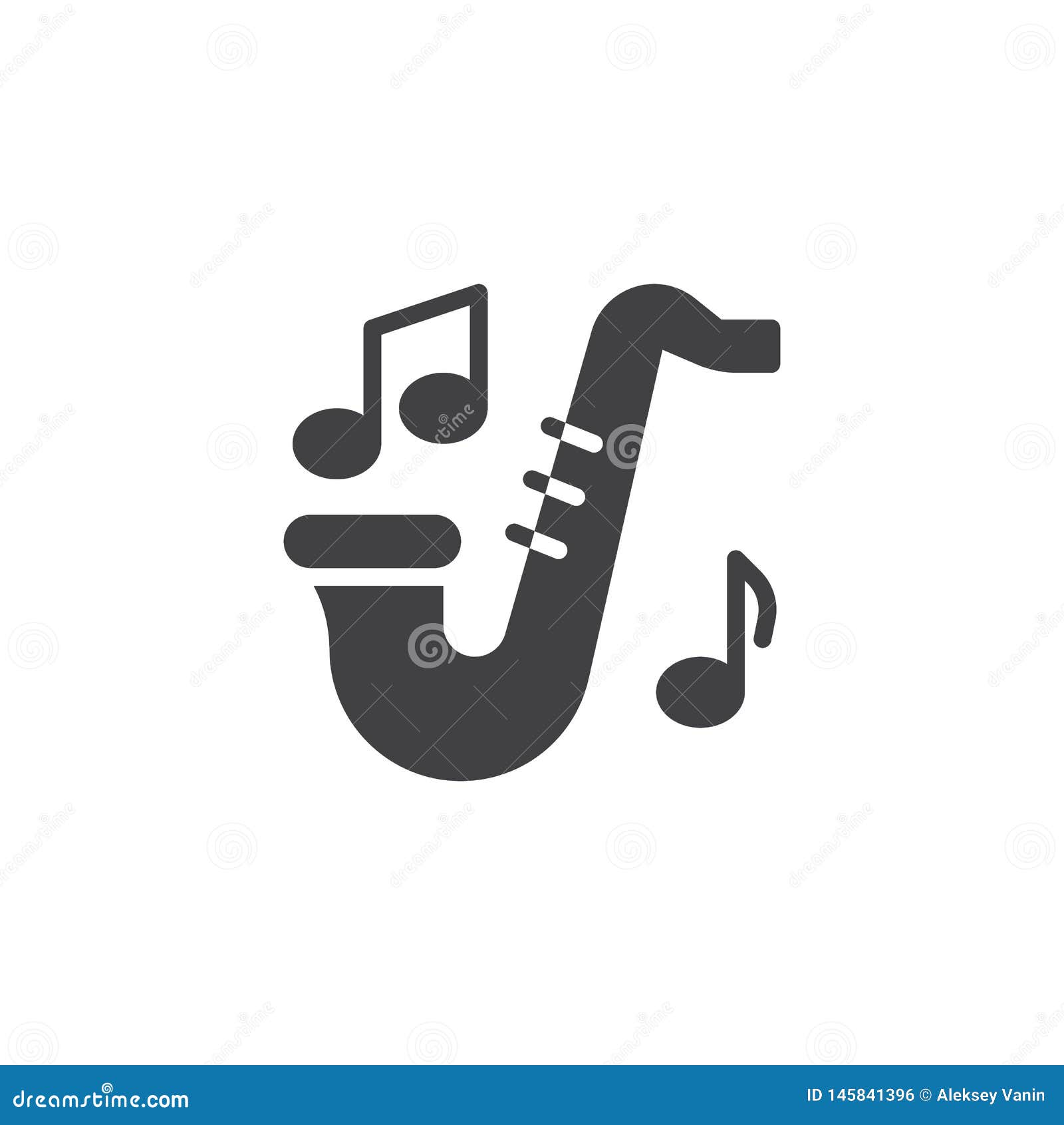 Saxophone and Music Notes Vector Icon Stock Vector - Illustration of ...