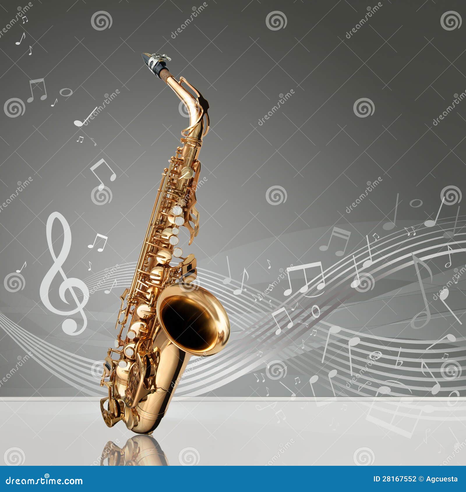 Saxophone with Musical Notes Stock Illustration - Illustration of ...