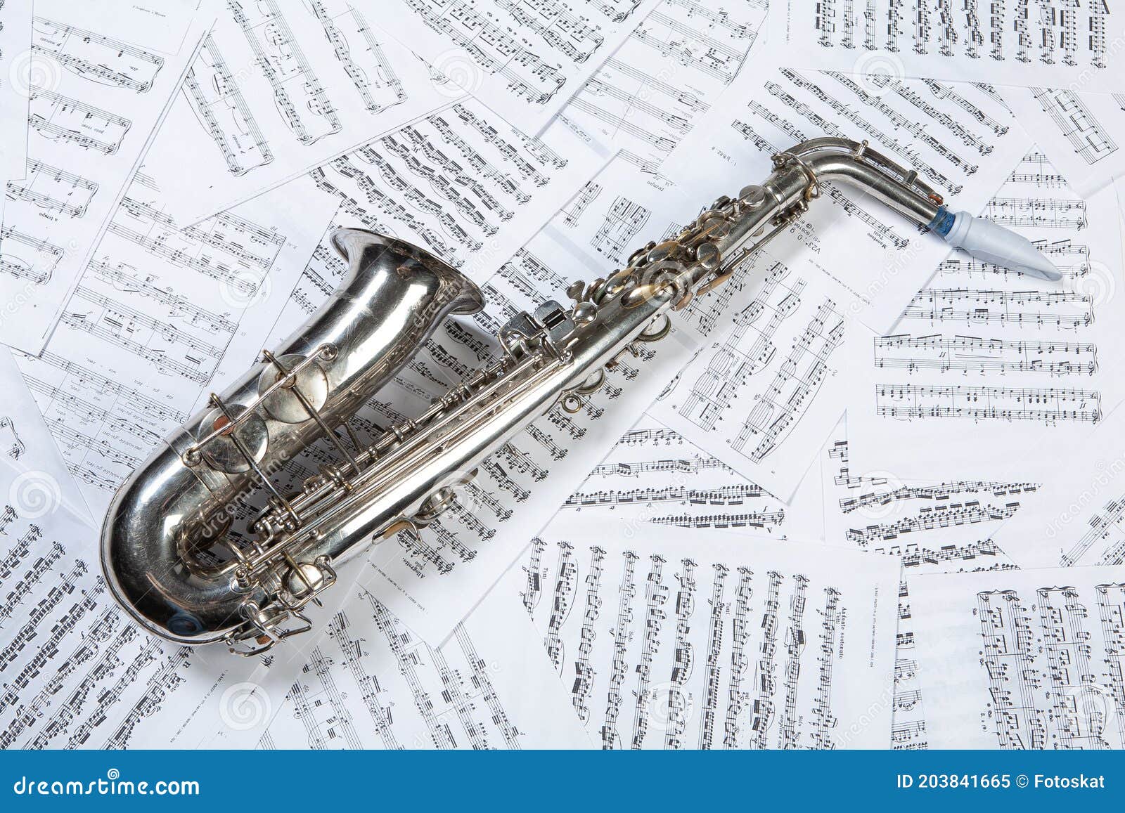 Saxophone and Notes stock image. Image of musical, instrument - 203841665