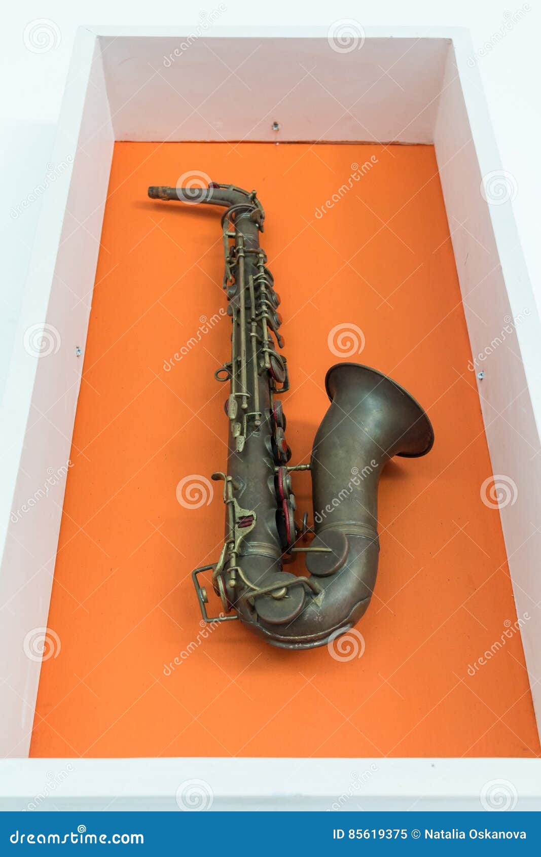 Saxophone on Orange Color Background Stock Image - Image of brass ...
