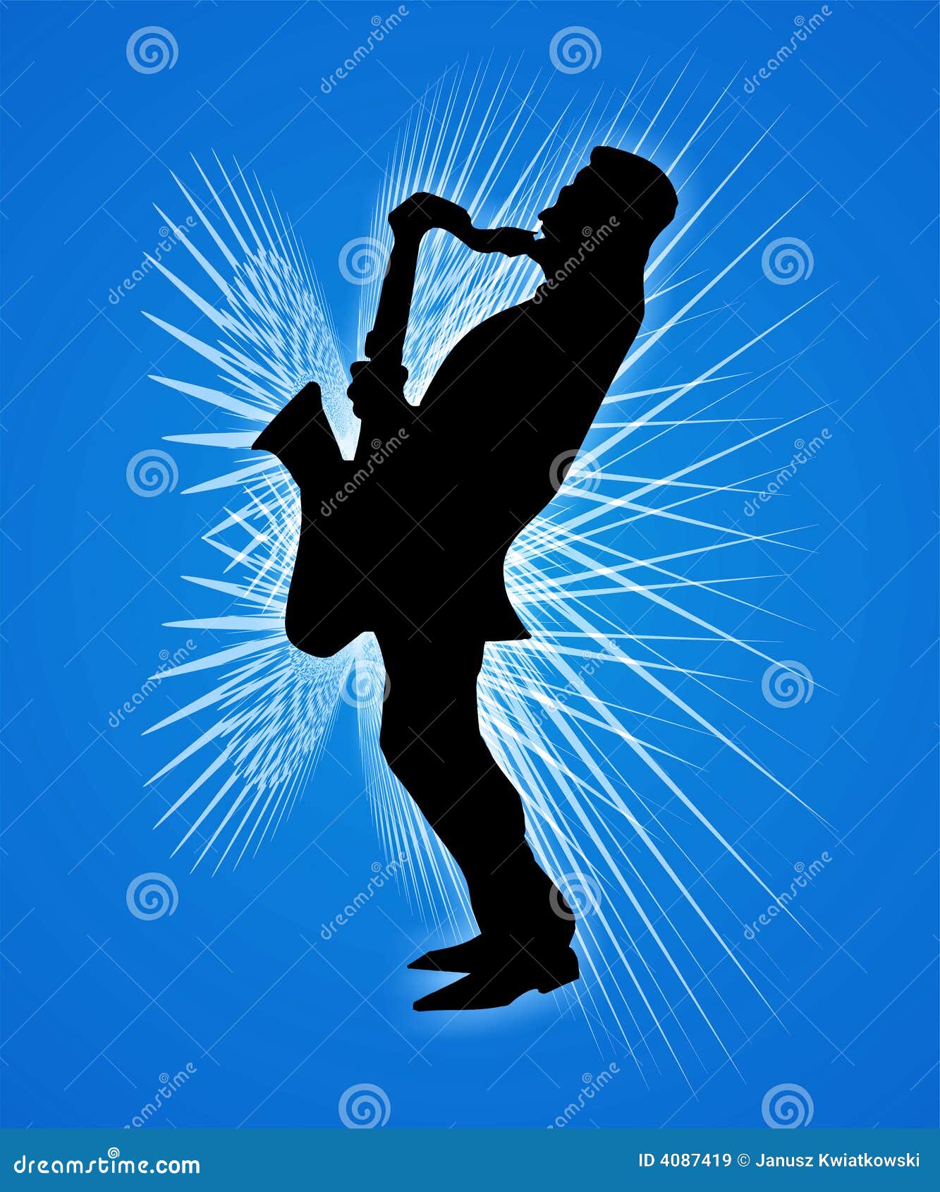 Saxophone player stock vector. Illustration of instrument - 4087419