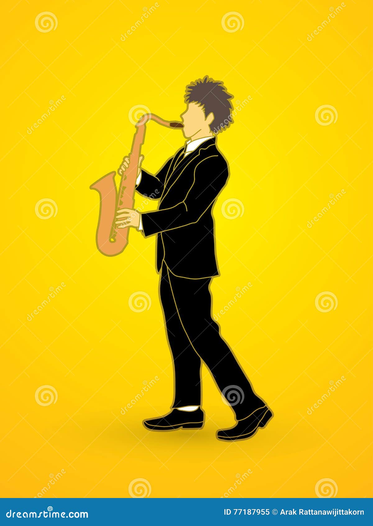 Saxophone player stock vector. Illustration of performer - 77187955