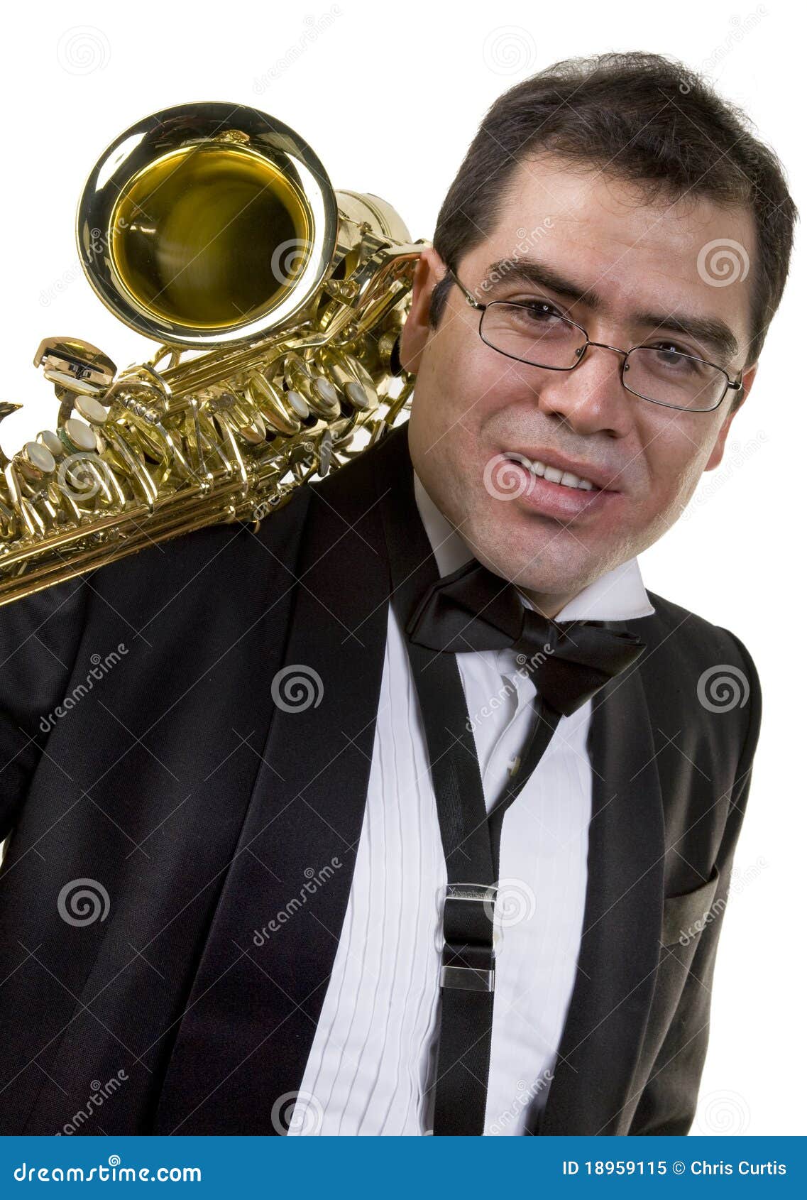 Saxophone Player Isolated on White Stock Image - Image of music ...