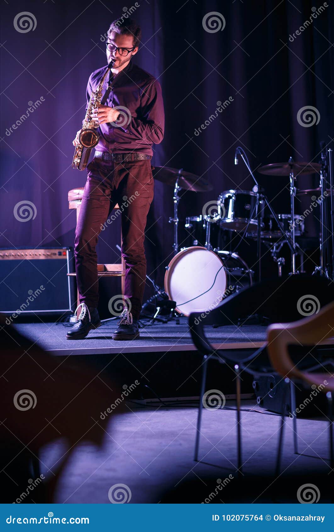 Saxophone Player Performing on Stage Stock Photo - Image of playing ...