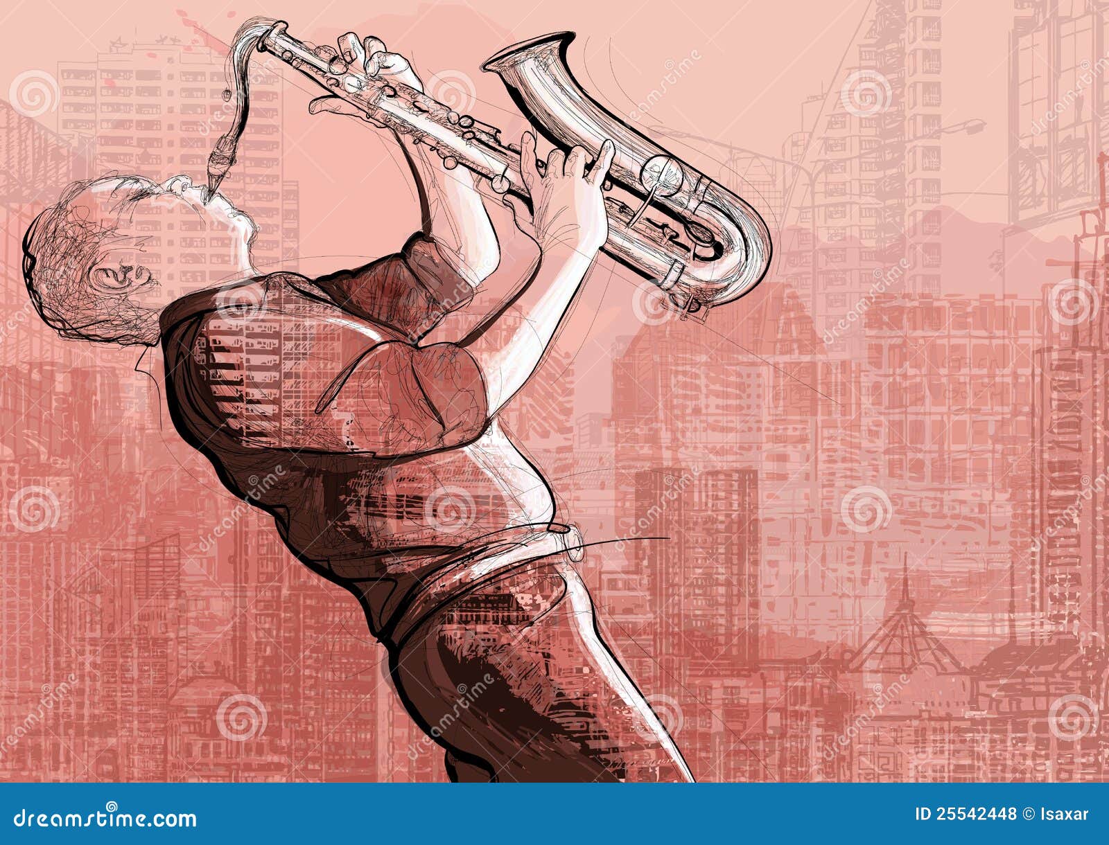 Saxophone Player Vector Silhouette Illustration. Music Man Play Wind ...