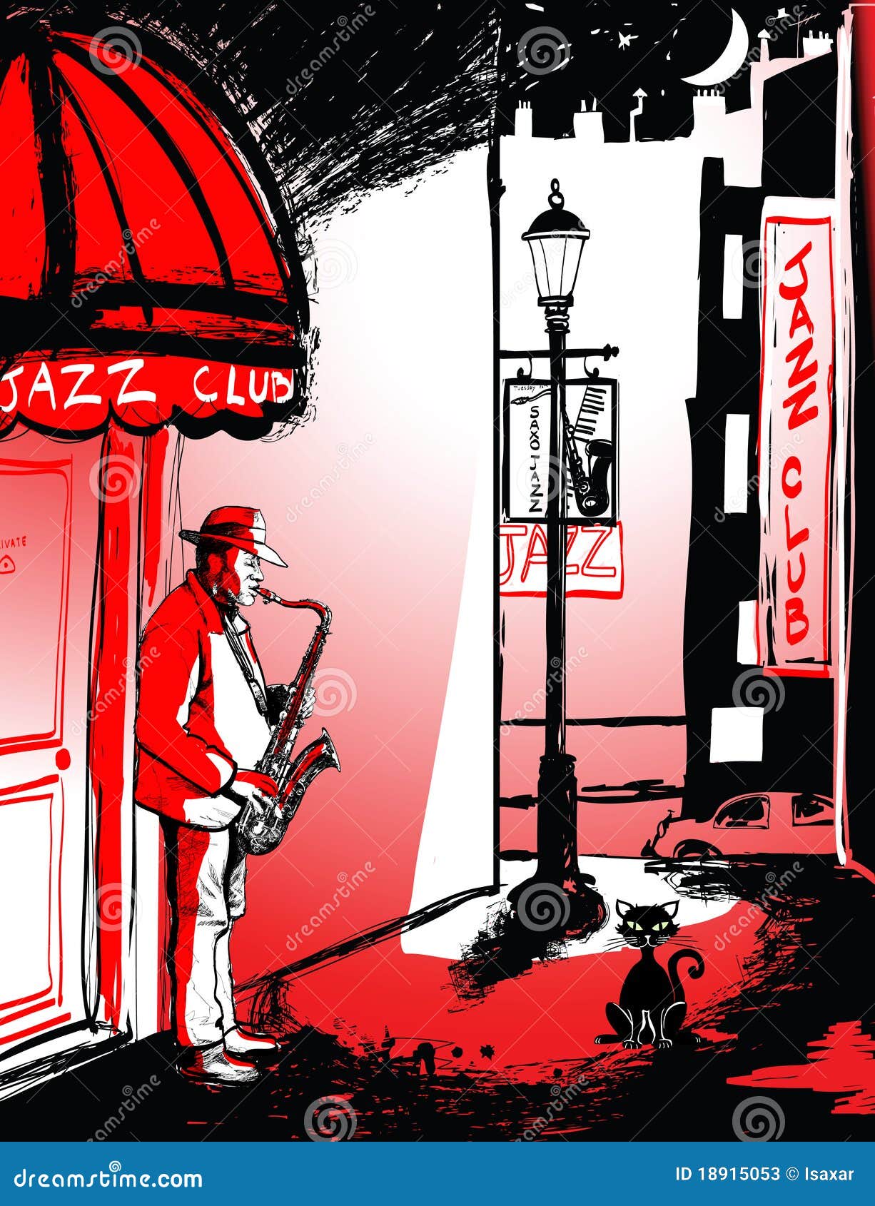 Saxophone Player Vector Silhouette Illustration. Music Man Play Wind ...