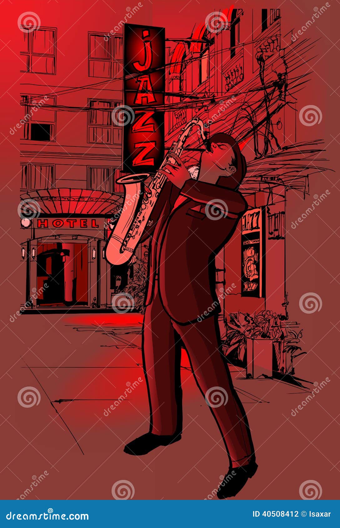 Saxophone Player Vector Silhouette Illustration. Music Man Play Wind ...