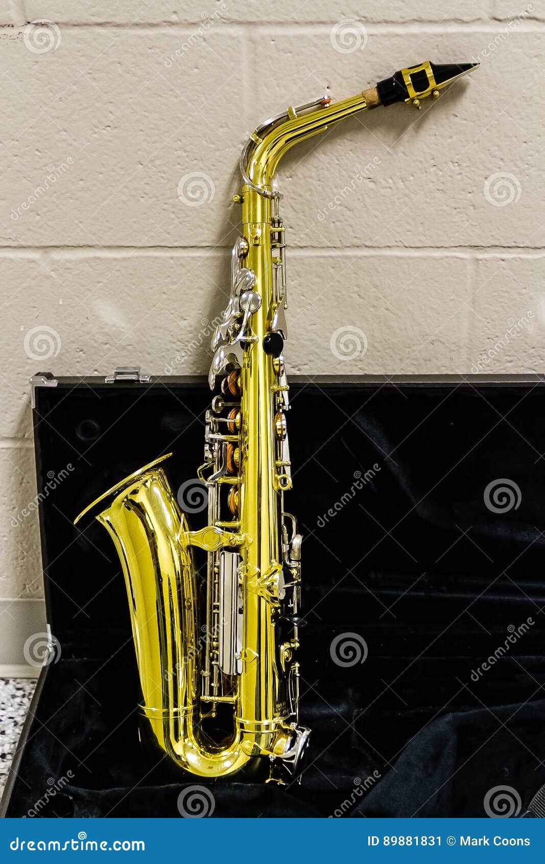 A Saxophone Resting before the Start of Marching Band Rehearsal Stock ...