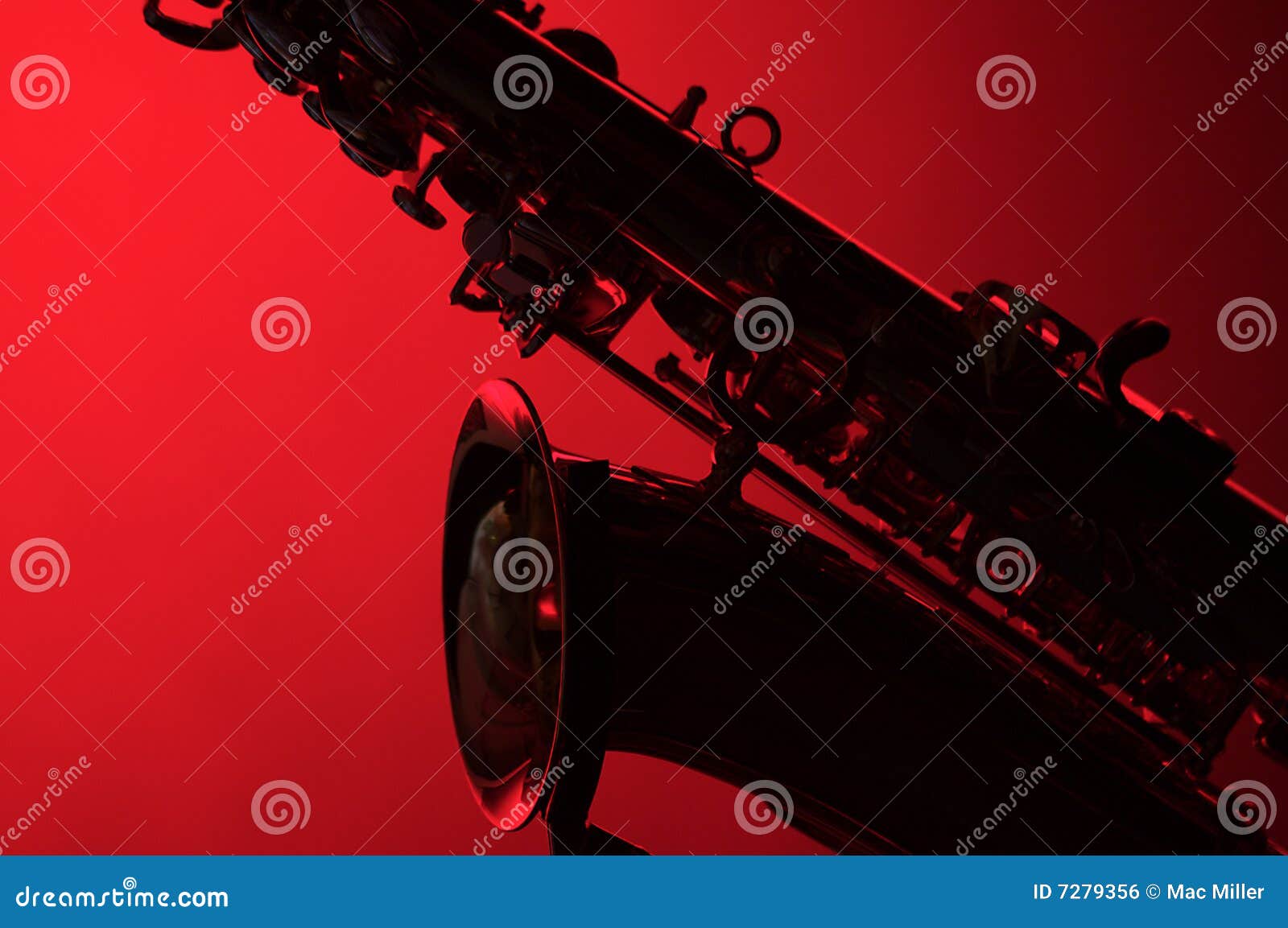 Saxophone In Silhouette On Red Stock Photo - Image of isolated, band ...