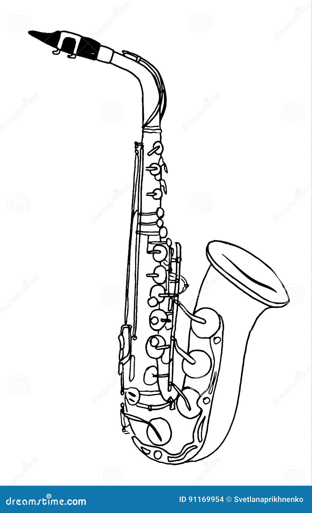 Saxophone sketch stock vector. Illustration of saxophone - 91169954