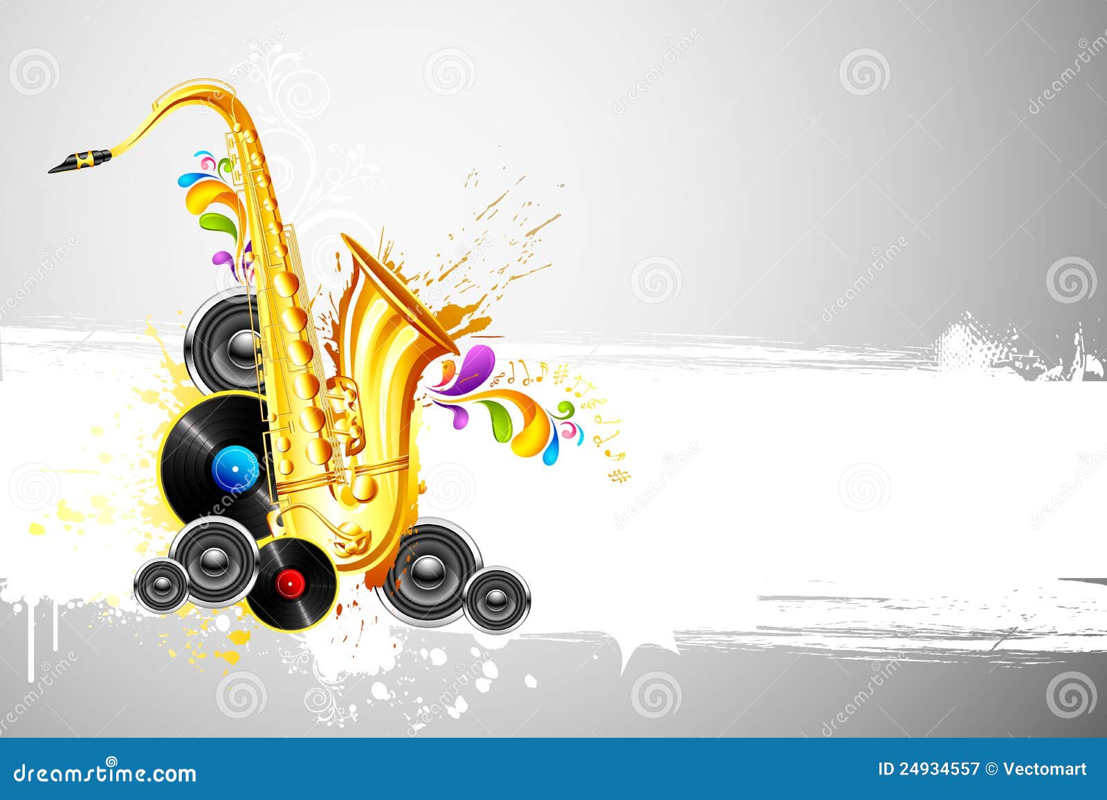 Saxophone and Speaker stock vector. Illustration of band - 24934557