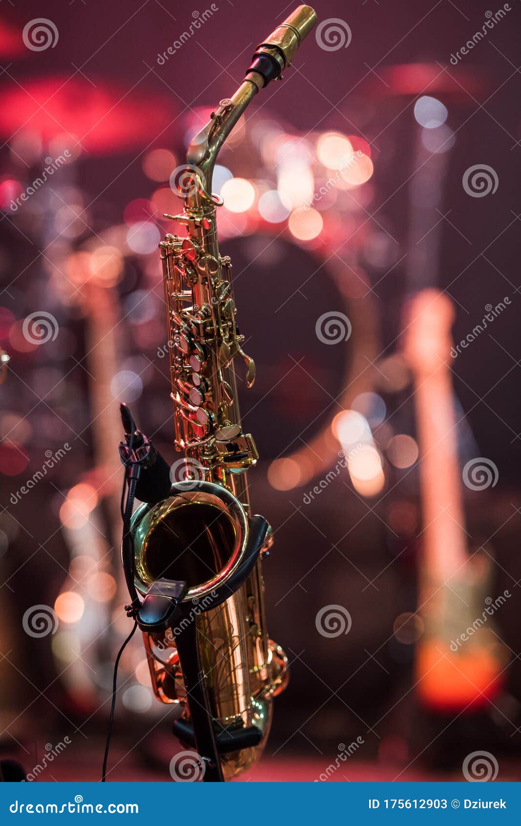Saxophone on the stage stock image. Image of musician - 175612903