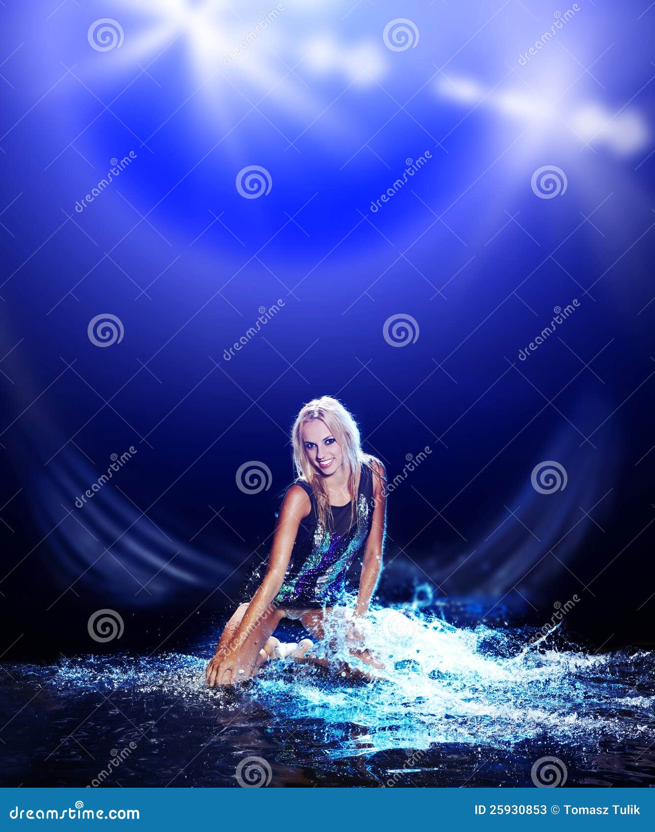 Saxy Woman Dancing in Water on Black , Stock Image - Image of male ...