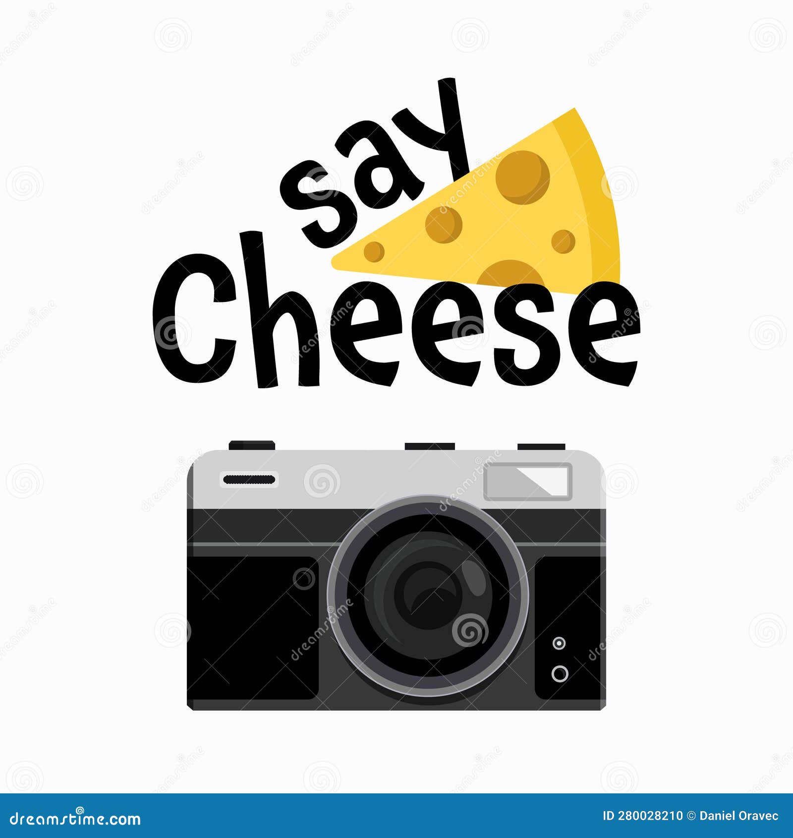 Say Cheese Text with Retro Camera Stock Vector - Illustration of ...