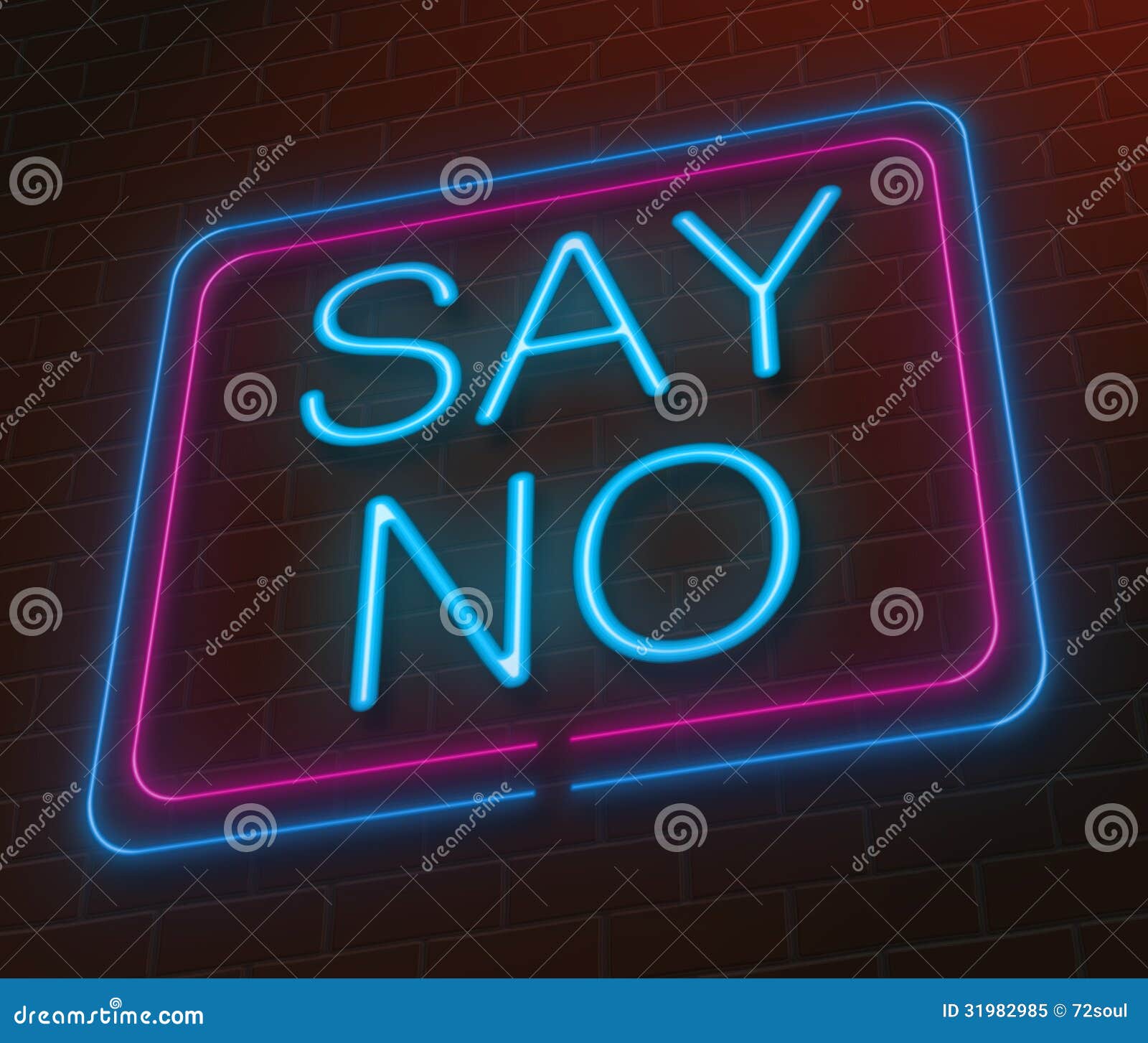 Say no concept. stock illustration. Illustration of neon - 31982985