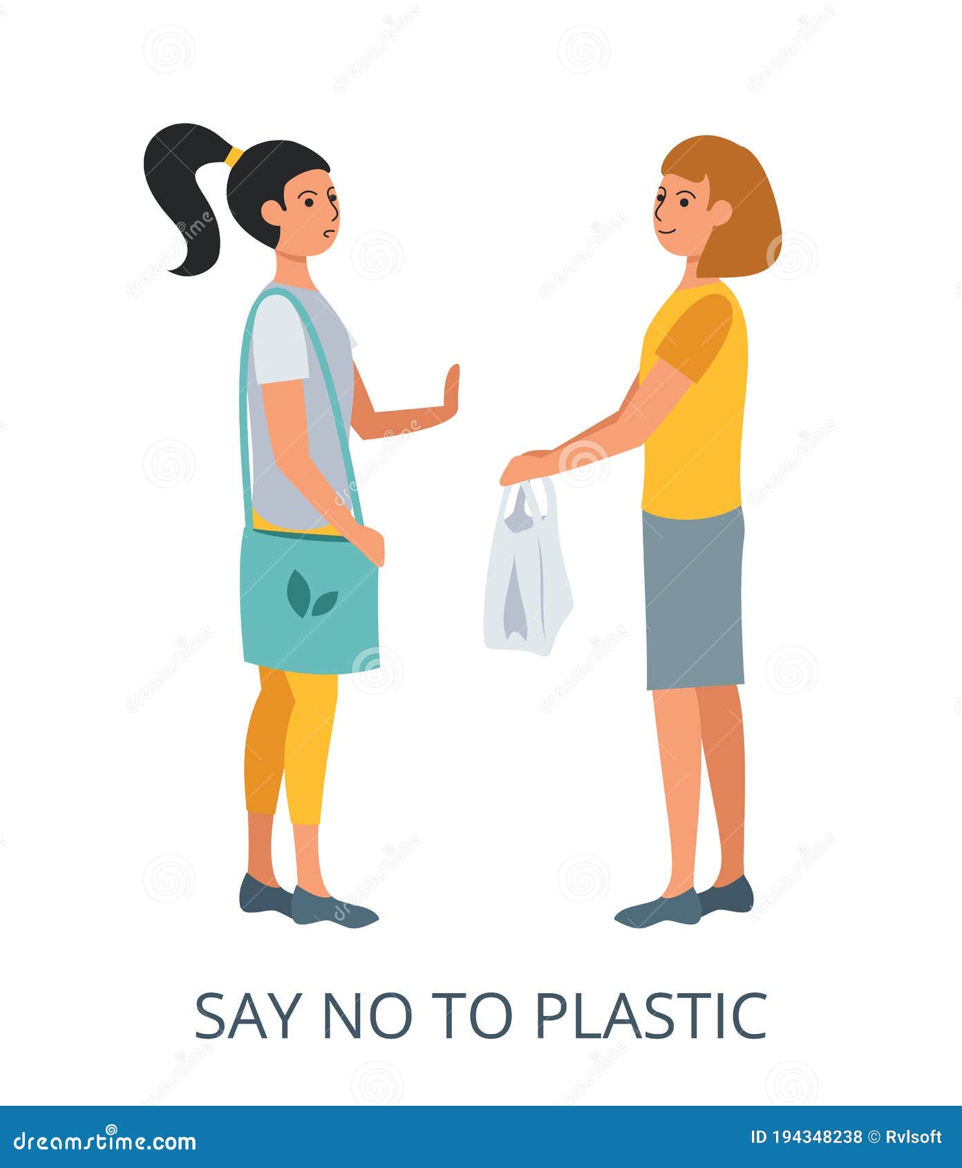 No Plastic Bag Concept, Save World, Protect Palnet Hand Drawn Design No ...