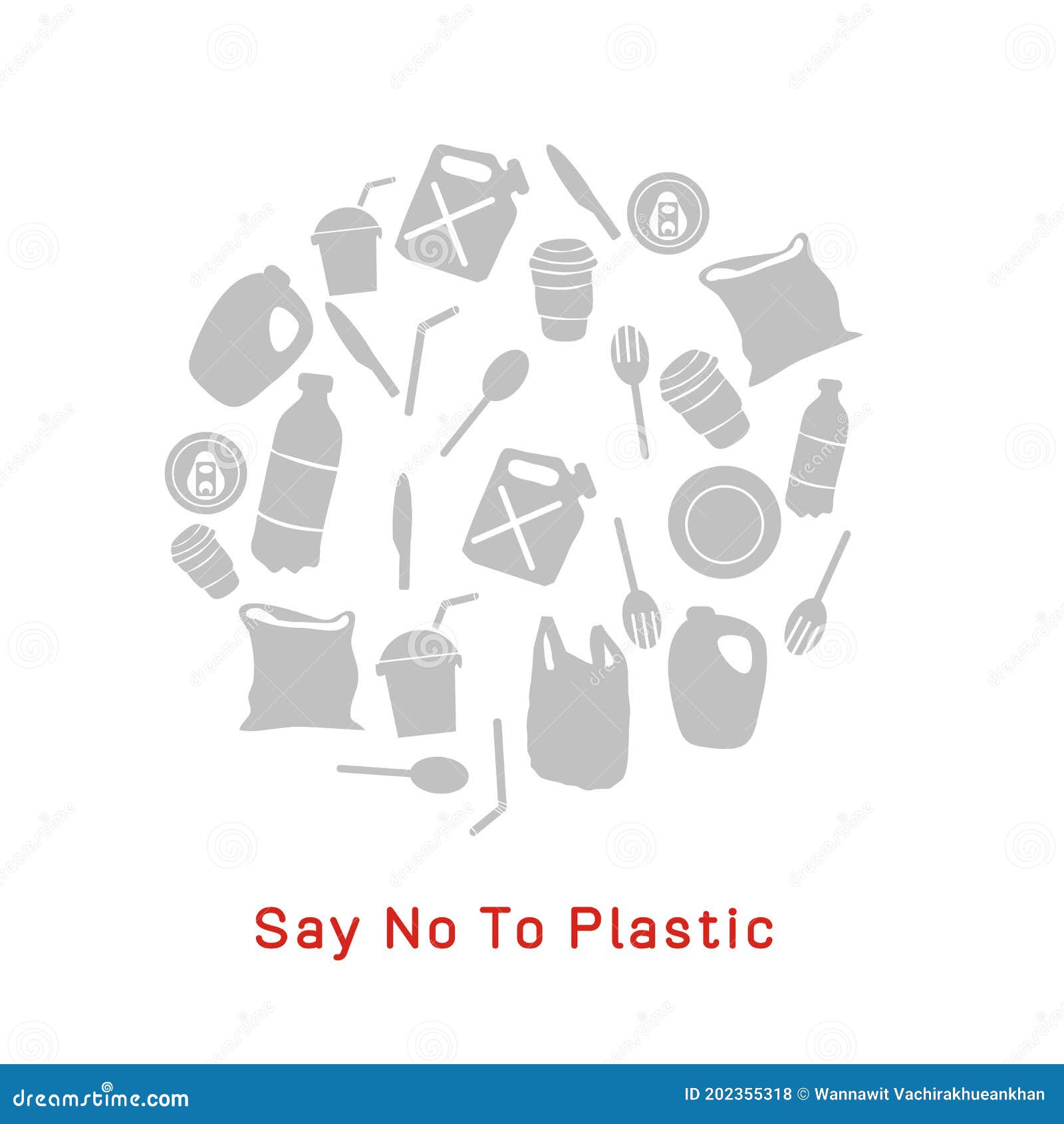 Say No To Plastic Hand Drawn Doodle Plastic Stock Vector - Illustration ...