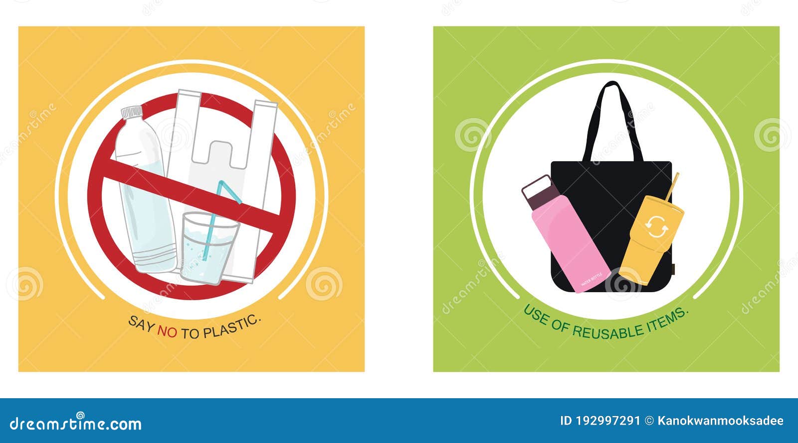 Say No To Plastic Using Reusable Items. Concept of Reducing Plastic ...