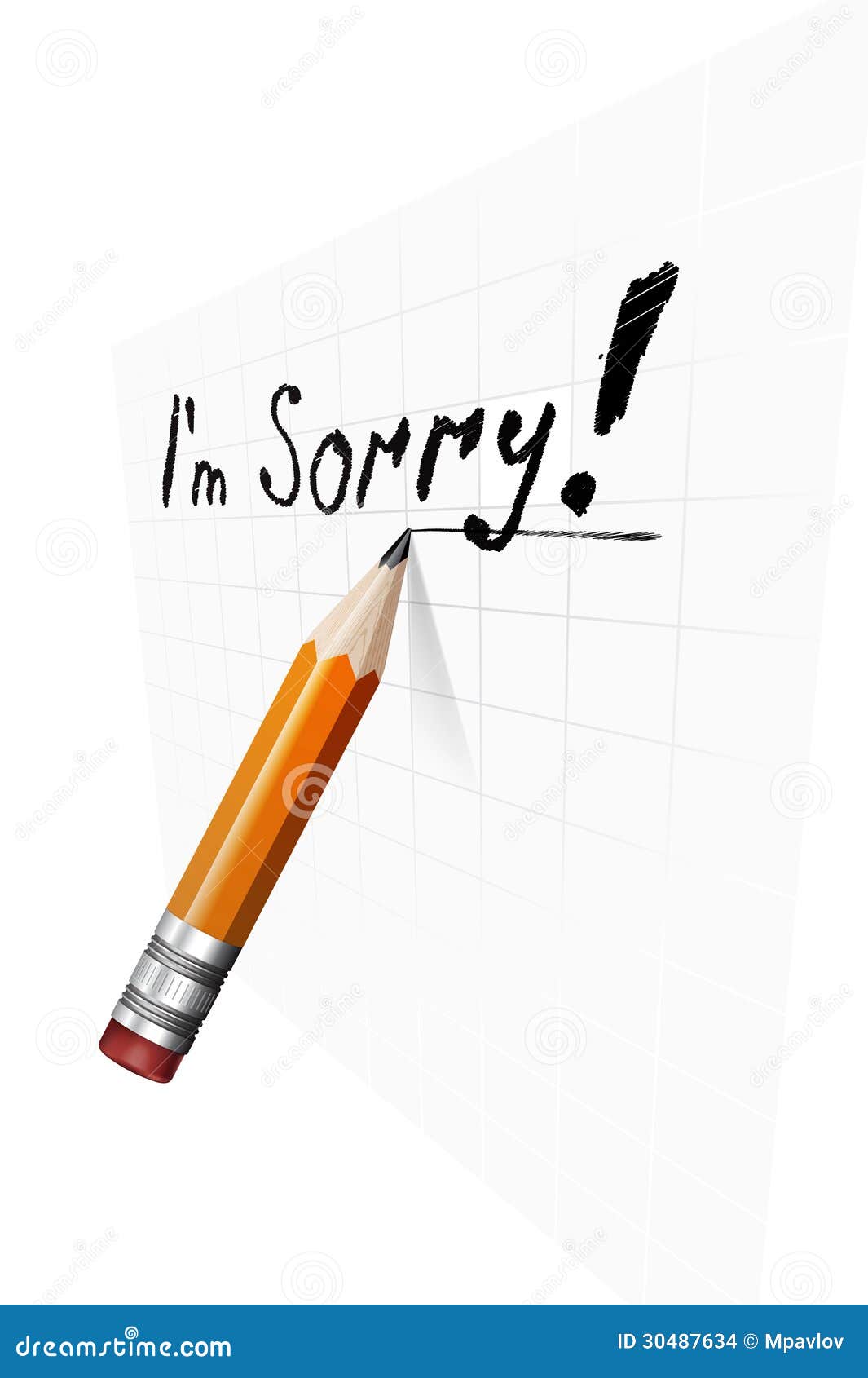 Say Sorry with a Text Message on Paper and Pencil Stock Vector ...