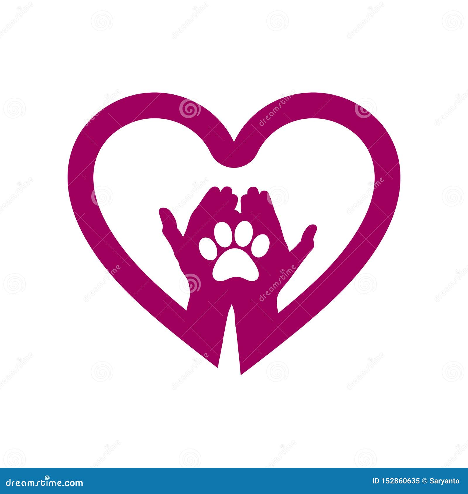 Hand with Dog Paw in Heart Icon. Concept of Love Your Dog Stock Vector ...