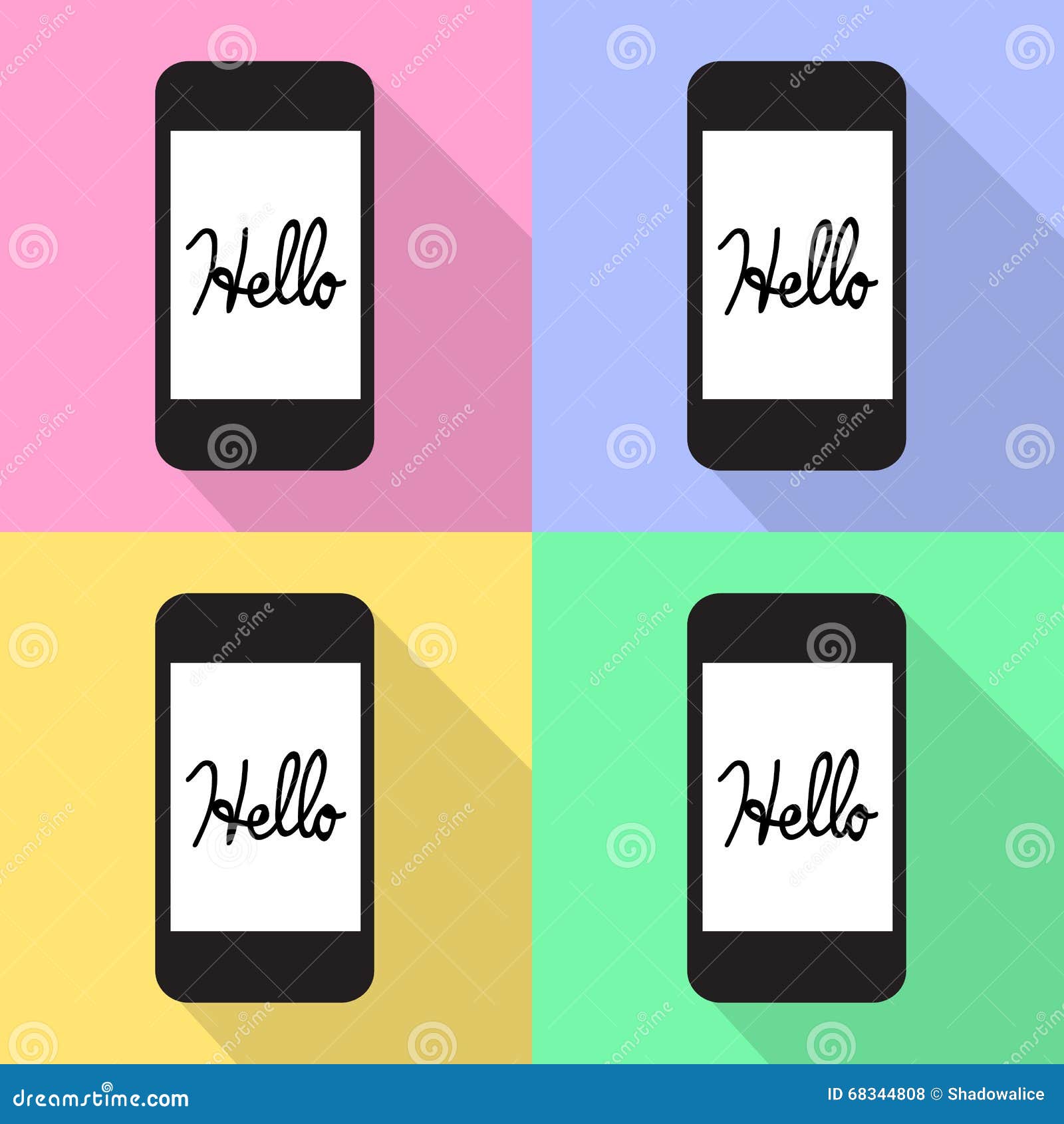 Saying Hello on Mobile Screen Vector EPS10, Great for Any Use. Stock ...