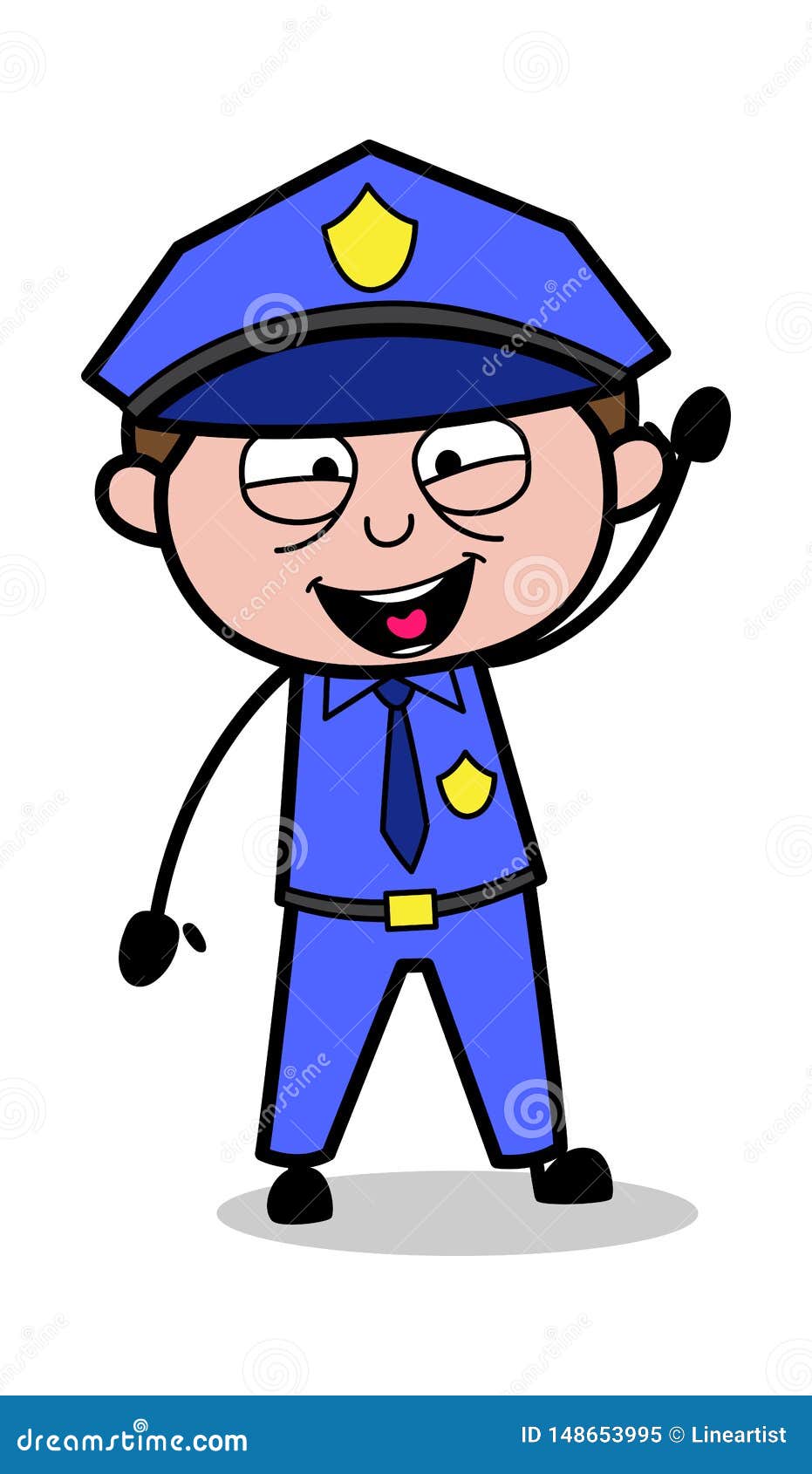 Saying Hello - Retro Cop Policeman Vector Illustration Stock ...