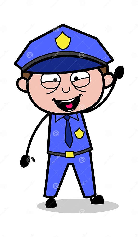 Saying Hello - Retro Cop Policeman Vector Illustration Stock ...