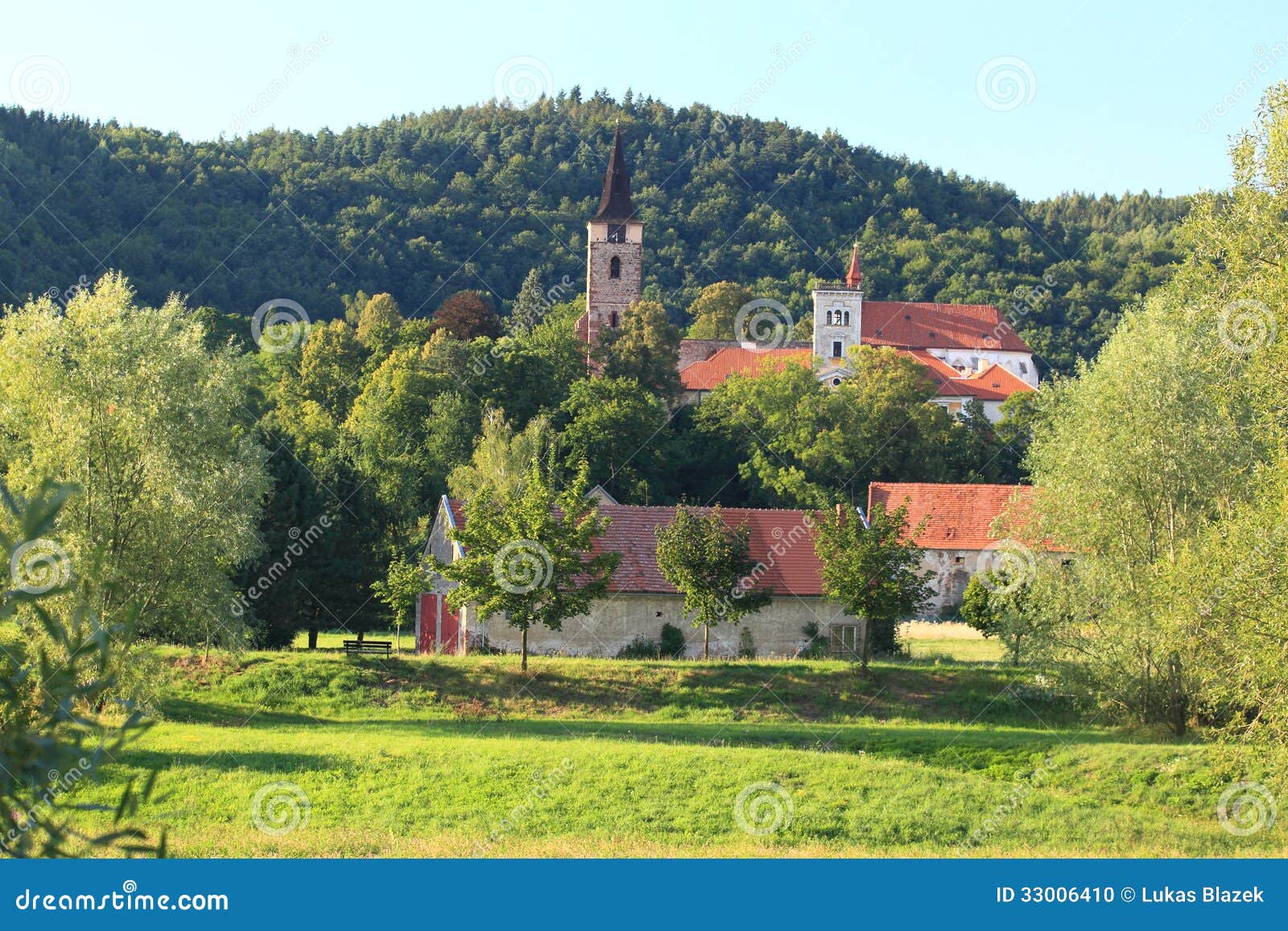 Sazava monastery at sunset stock photo. Image of building - 33006410