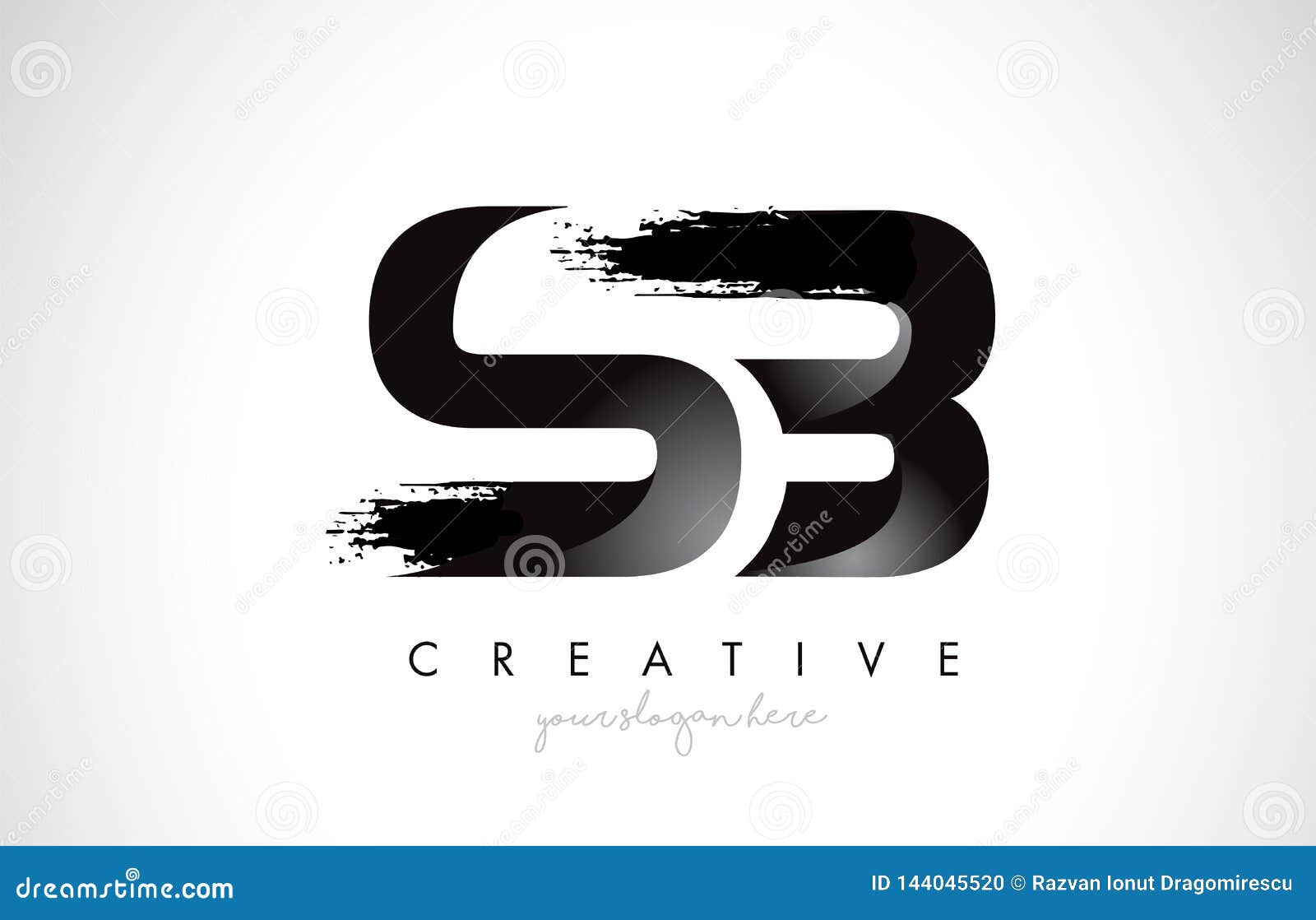 SB Letter Design with Brush Stroke and Modern 3D Look Stock Vector ...