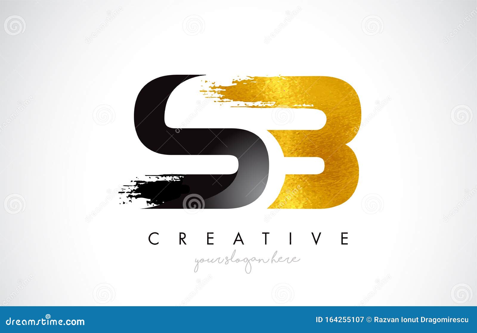 SB Letter Design with Brush Stroke and Modern 3D Look Stock Vector ...