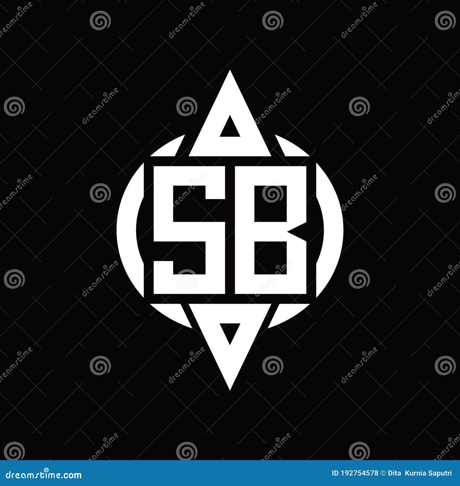 SB Logo with Circle Rounded Combine Triangle Top and Bottom Side Design ...