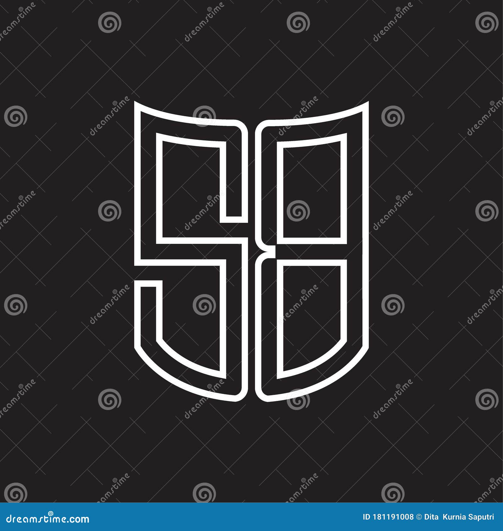 SB Logo Monogram with Ribbon Style Outline Design Template Stock Vector ...