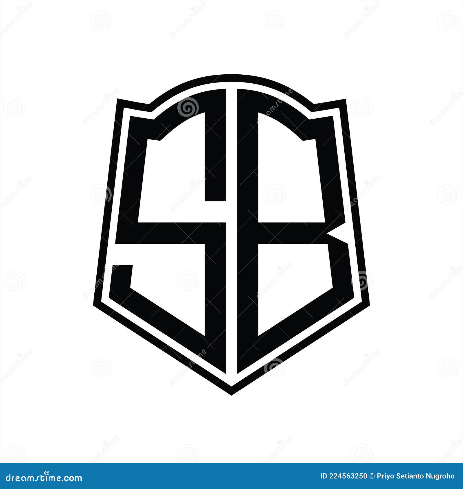 SB Logo Monogram with Shield Shape Outline Design Template Stock Vector ...