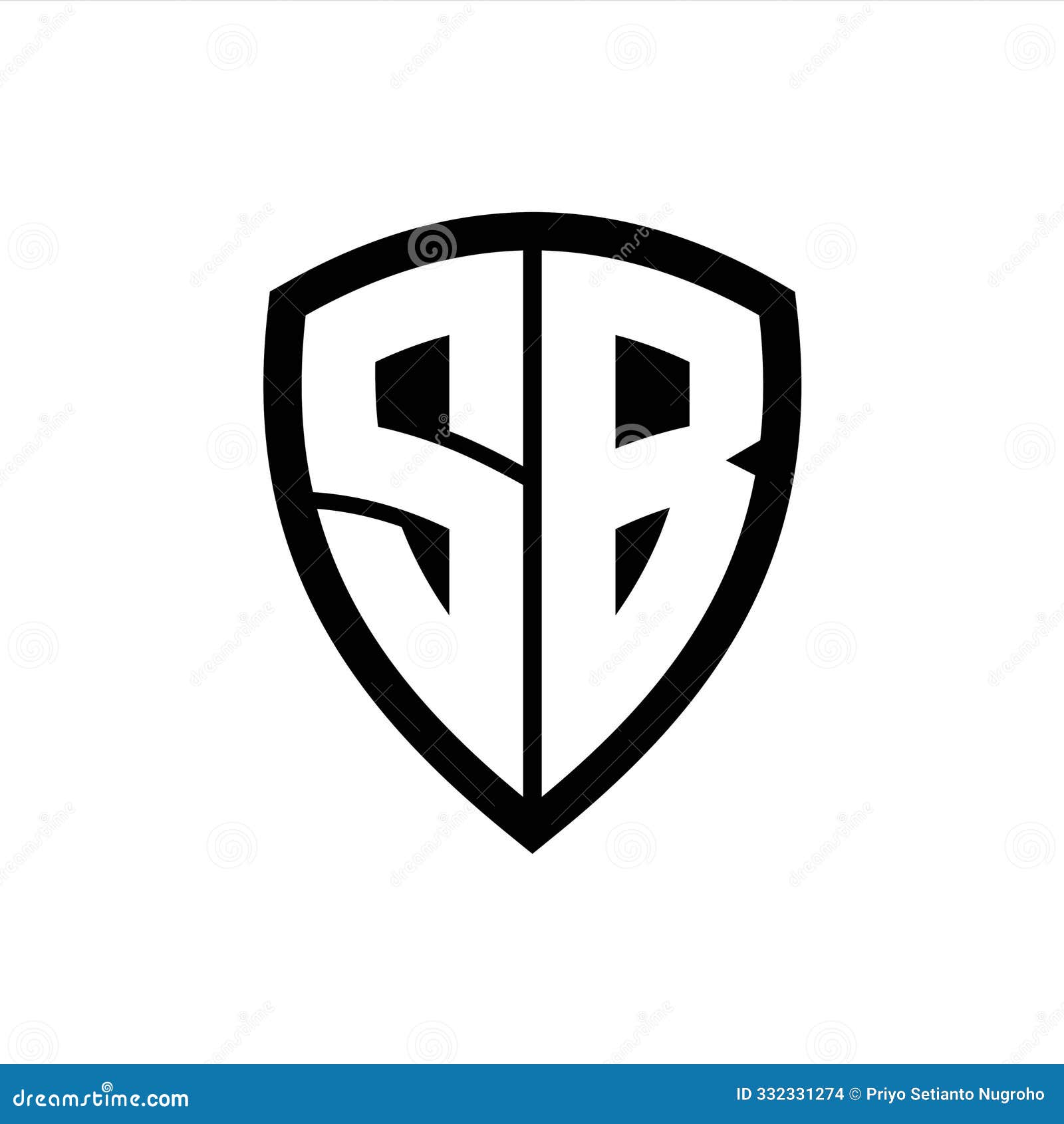 SB Monogram Logo with Bold Letters Shield Shape with Black and White ...