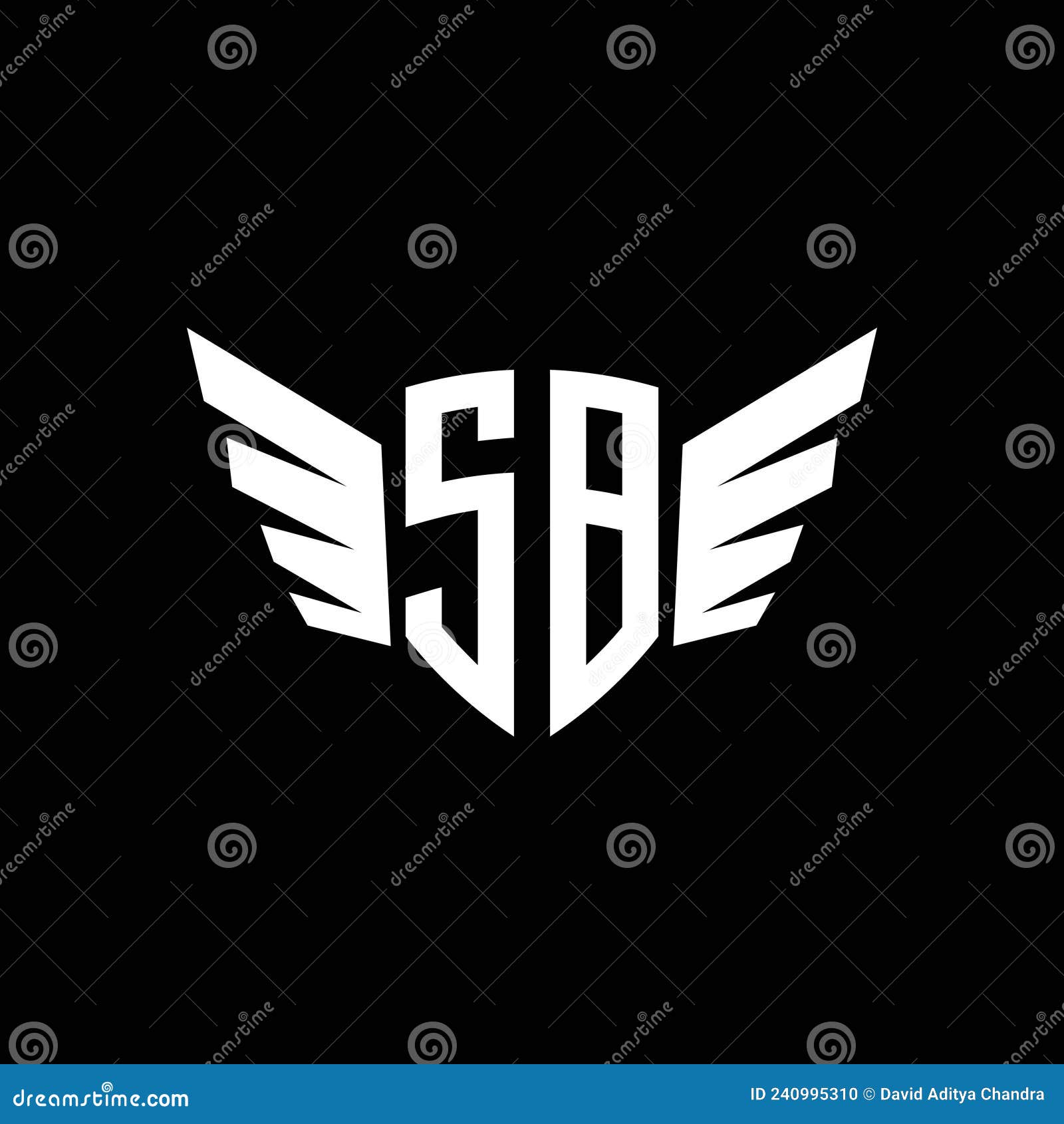 SB Monogram Wing Shape Style Stock Vector - Illustration of emblem ...