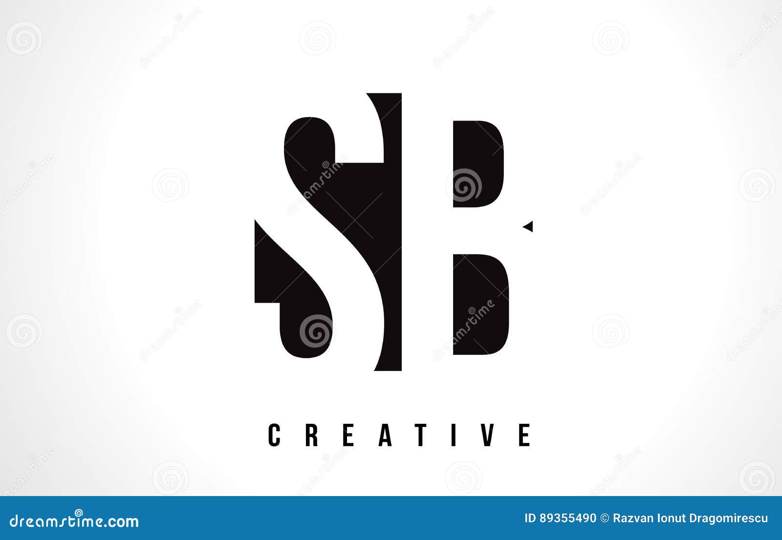 SB S B White Letter Logo Design with Black Square. Stock Vector ...