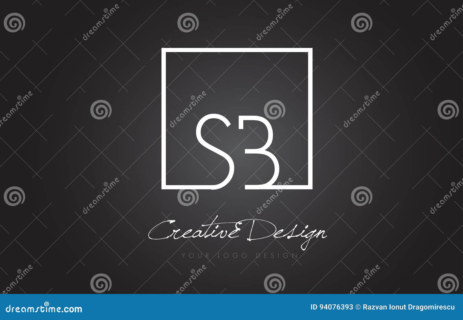 SB Square Frame Letter Logo Design with Black and White Colors. Stock ...