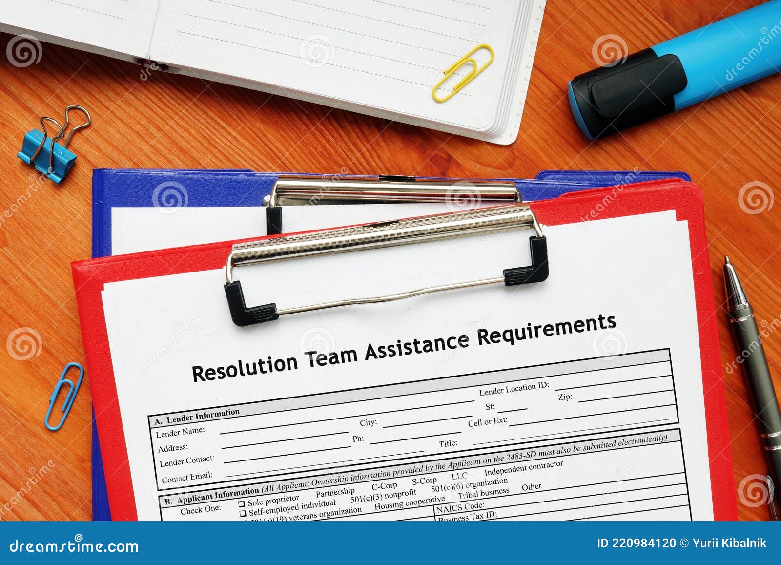SBA Form Resolution Team Assistance Requirements Stock Photo - Image of ...