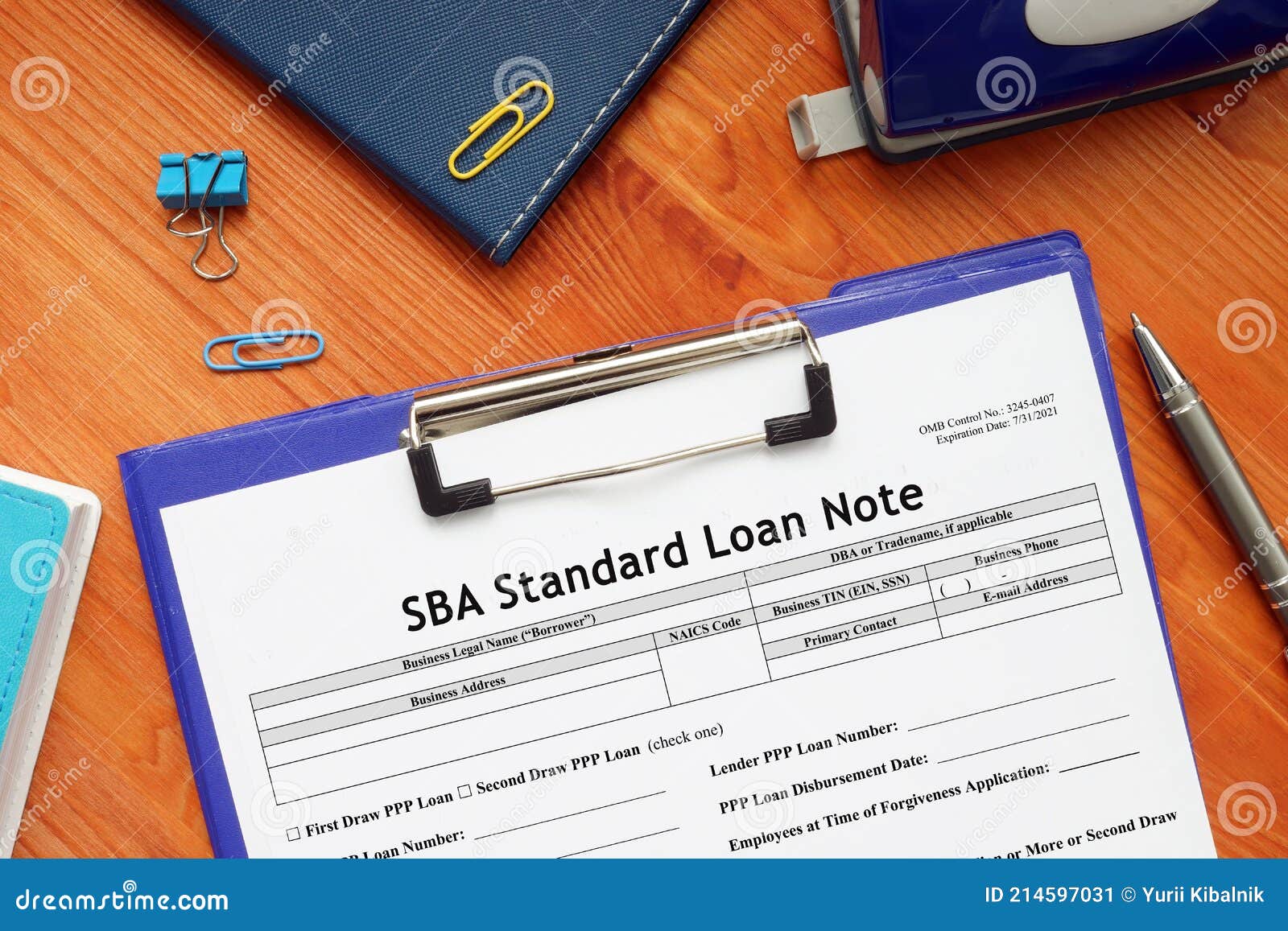 SBA Form 147 SBA Standard Loan Note Stock Image - Image of return ...
