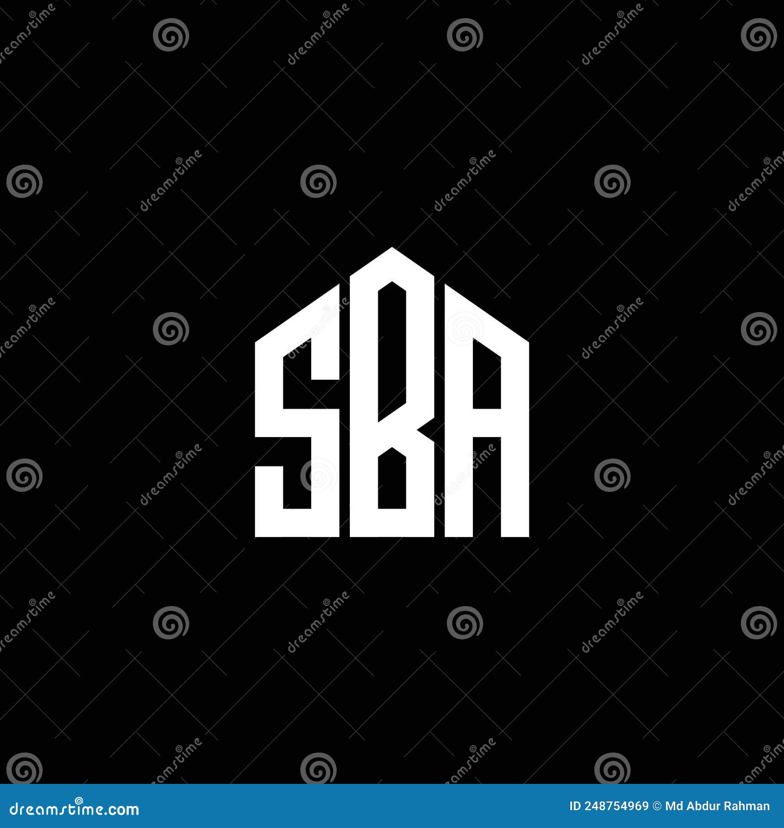 SBA Letter Logo Design on BLACK Background. SBA Creative Initials ...